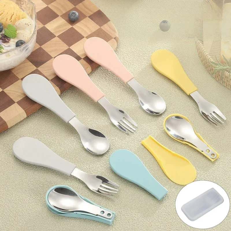 Foldable-Tableware-Set-304-Stainless-Steel-Folding-Cutlery-Children ...