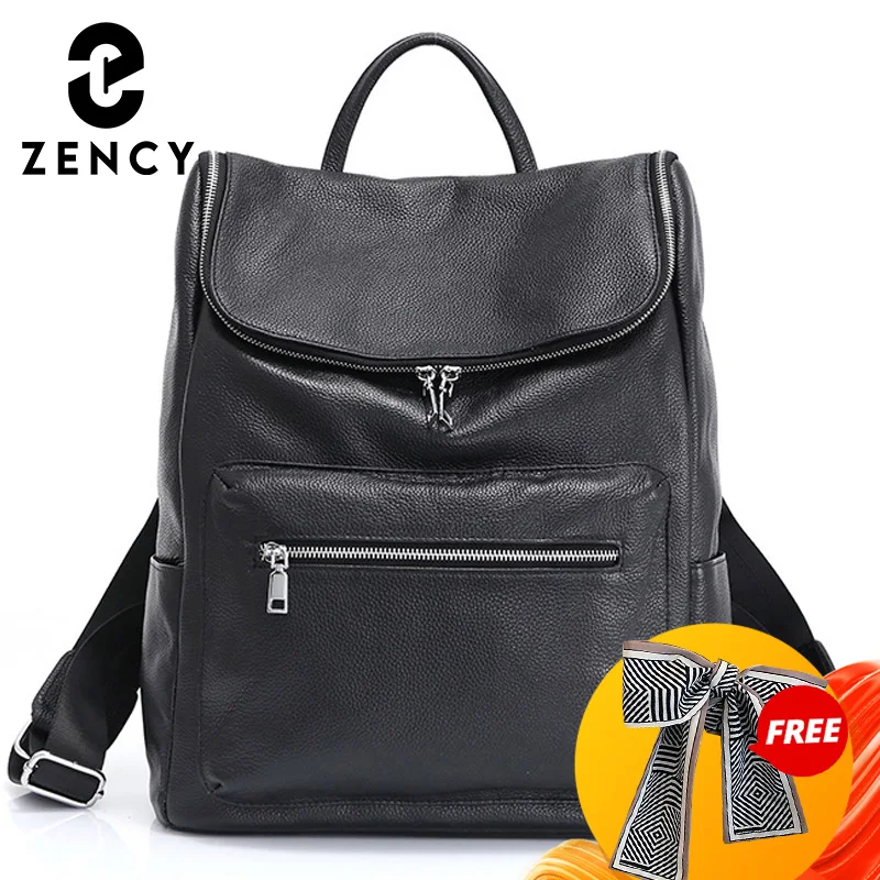 Zency Unisex Backpack 100% Genuine Leather Large Capacity Travel ...