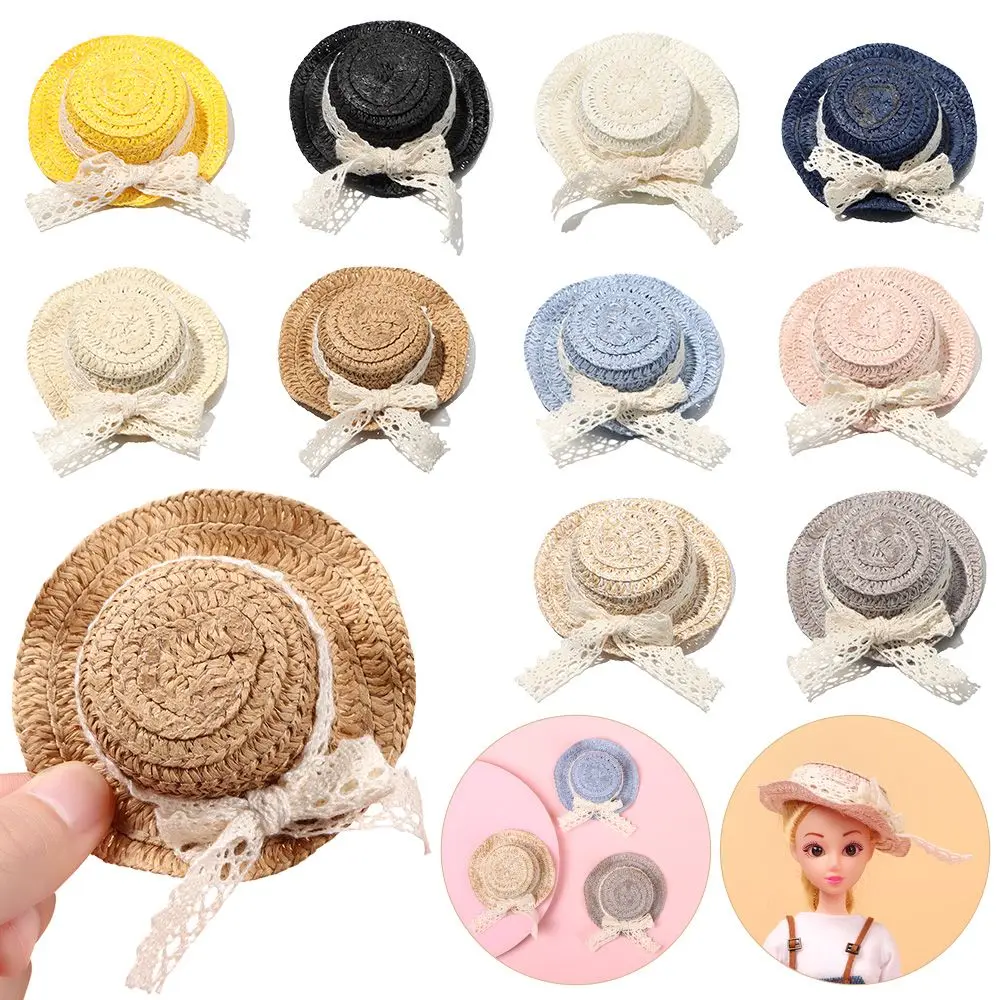 10Colors-1-12-Doll-Handmade-Weaved-Hats-Mini-Lace-Bow-Straw-Hat ...
