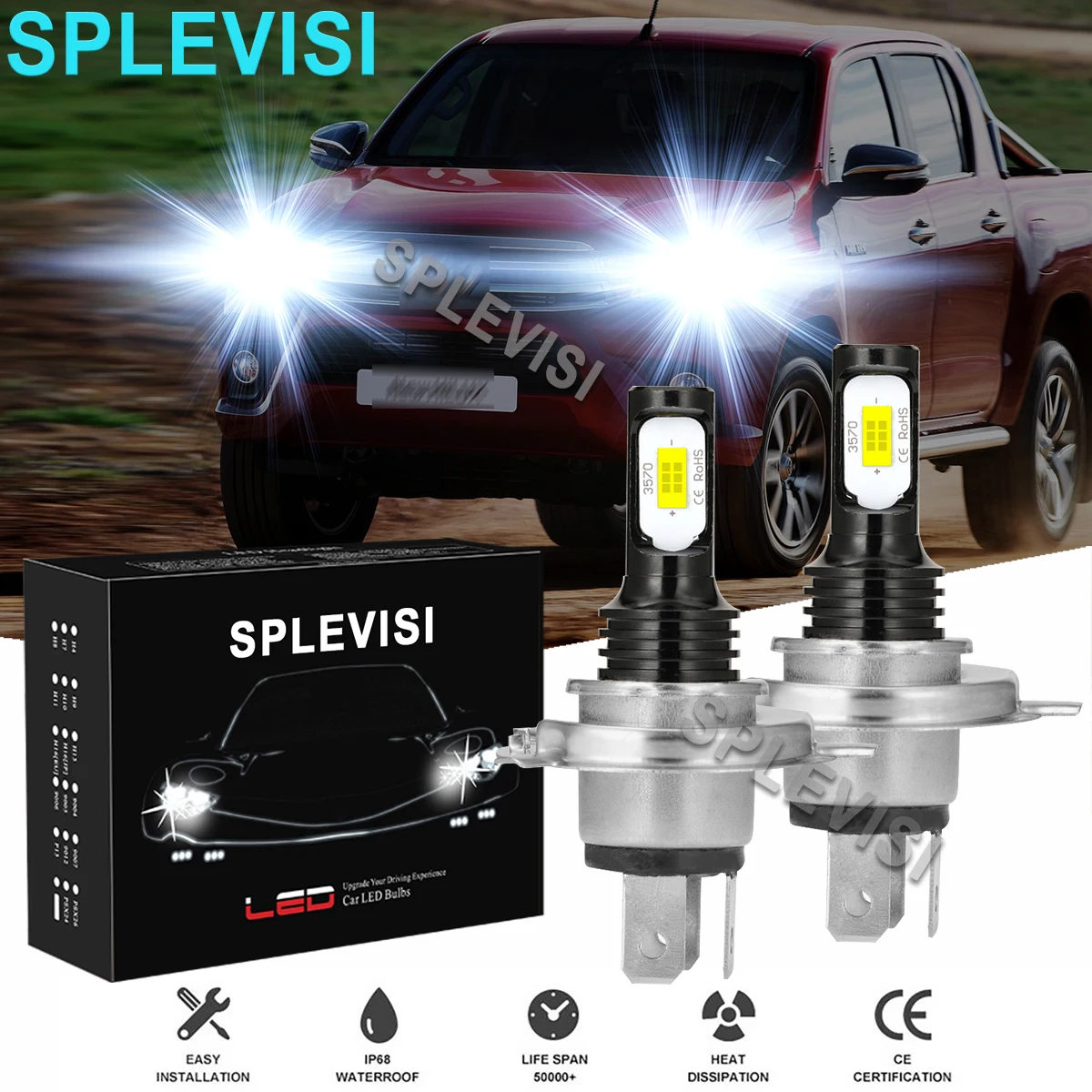 2PCS-White-LED-Headlight-Bulbs-6000K-For-Toyota-Hilux-1995-2016-Mini ...