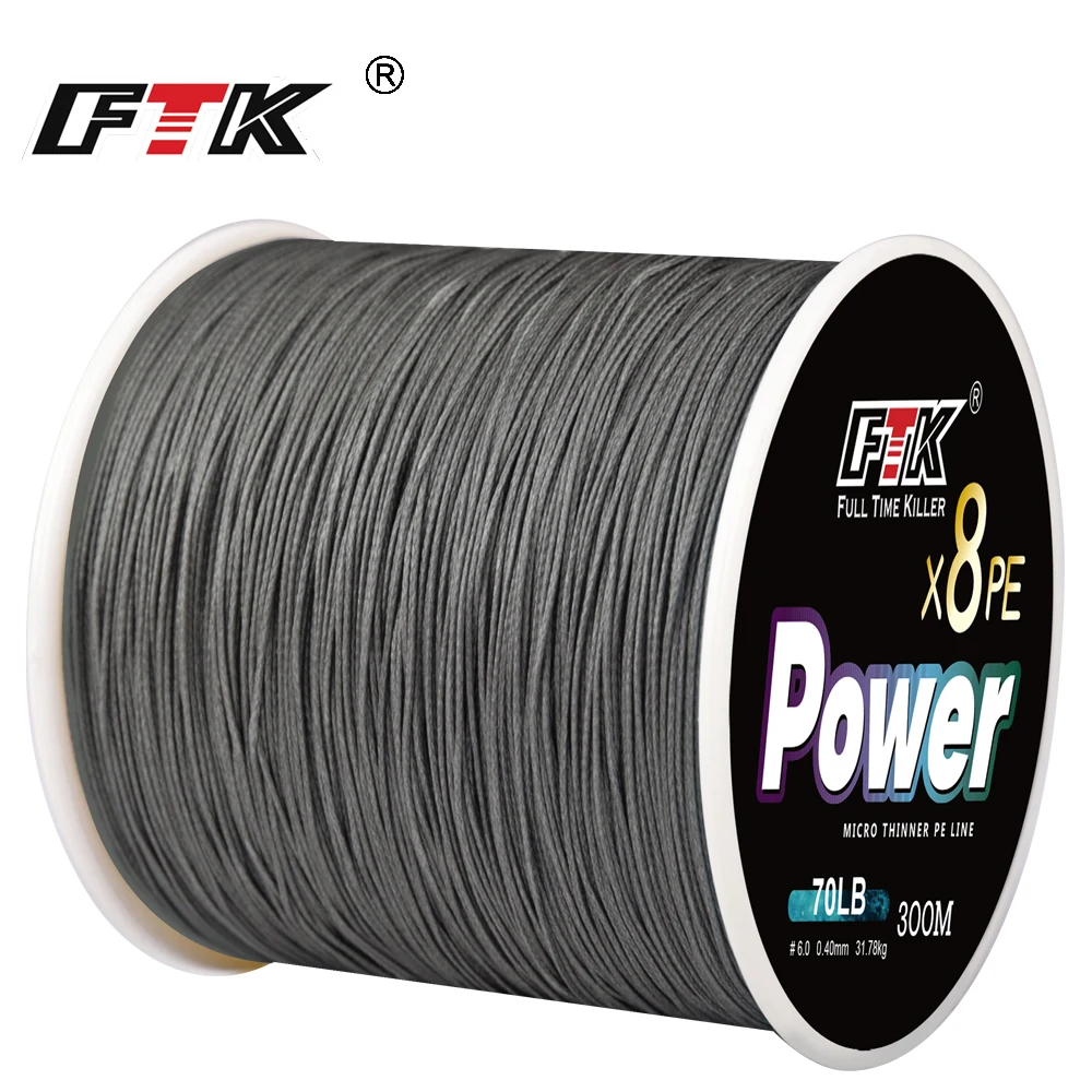 FTK 8 Strands Braided Fishing Line 300M 15LB-110LB Multifilament Carp ...