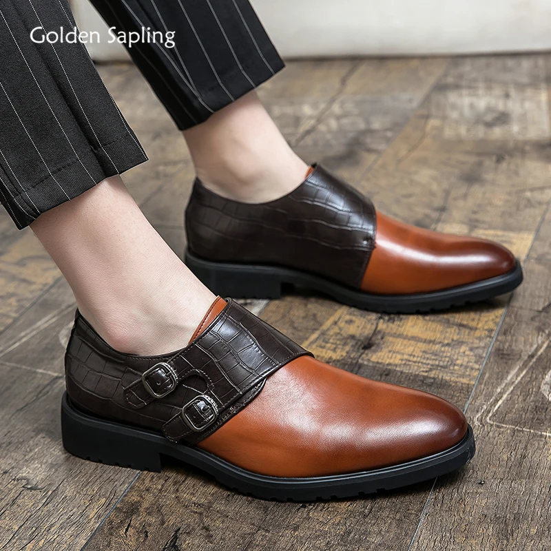 Golden Sapling Dress Loafers Patchwork Leather Shoes for Men Elegant ...