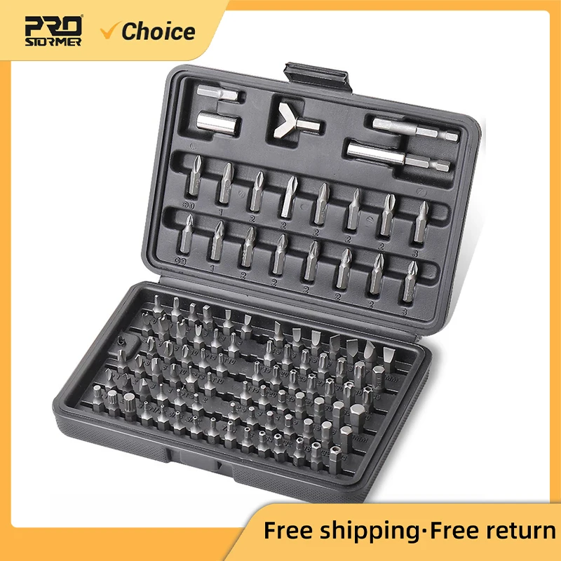 PROSTORMER-100pcs-Screwdriver-Bit-Set-Security-Chrome-Vanadium-CR-V-Steel-Hex-Key-Phillips ...