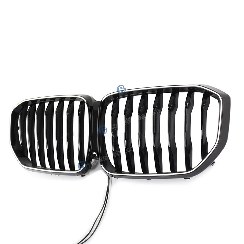 Car Body Kit Replacement Gloss Black Single Line Car Front Grill Led ...