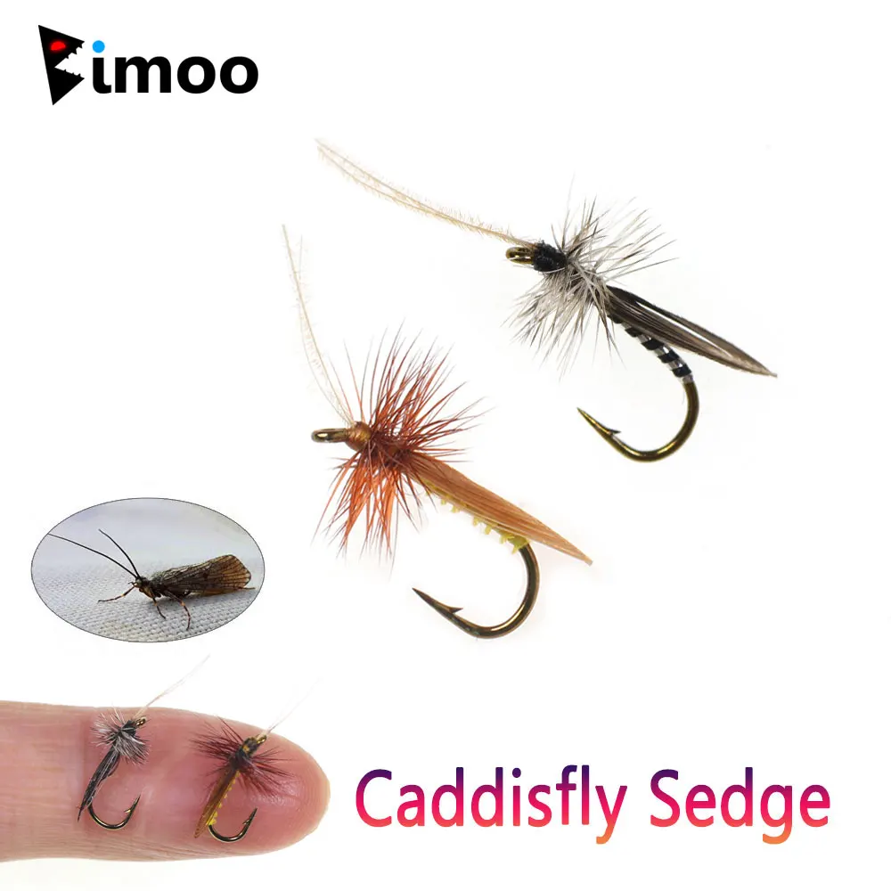 Bimoo-6pcs-14-Caddisfly-Sedge-Adult-Brown-Grey-Soft-Rooster-Hackle-Dry ...