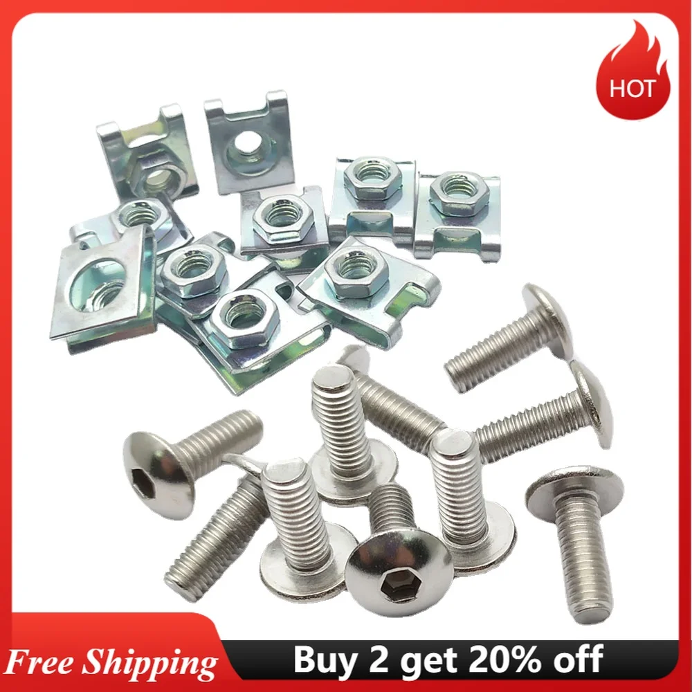 10-Set-Plastic-Cover-Silver-Stainless-Steel-Screw-Bolt-and-U-Type-Clips ...