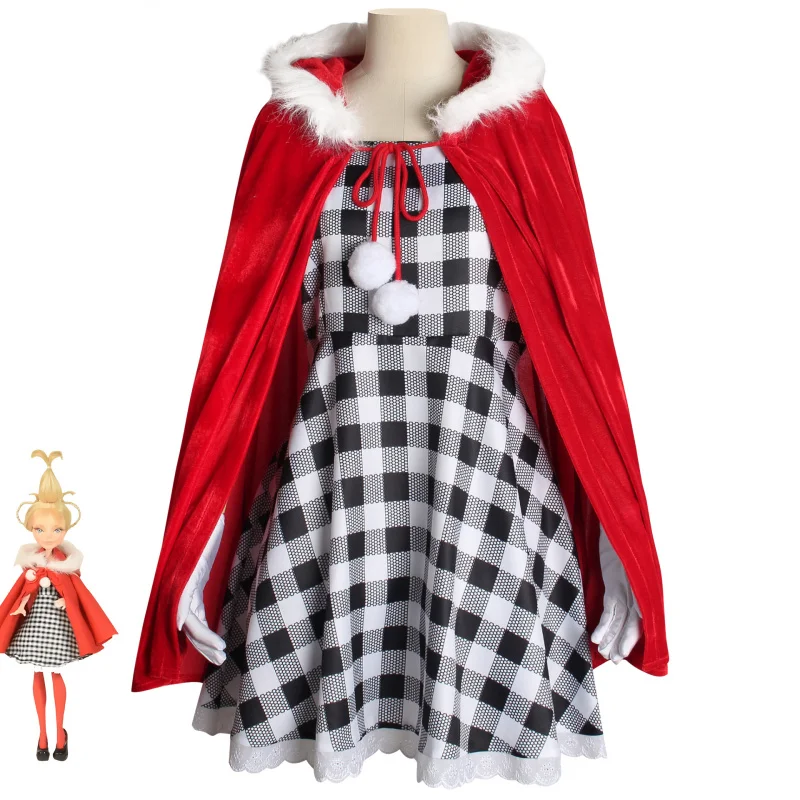 Disfraz de Anime Cindy Lou, vestido a cuadros Cindy, traje con capa ...