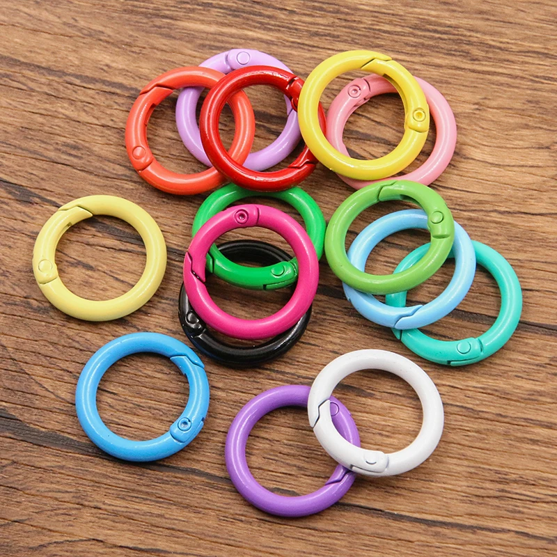 10Pcs-15-Colors-Metal-O-Ring-Spring-Clasp-Openable-Round-Carabiner ...