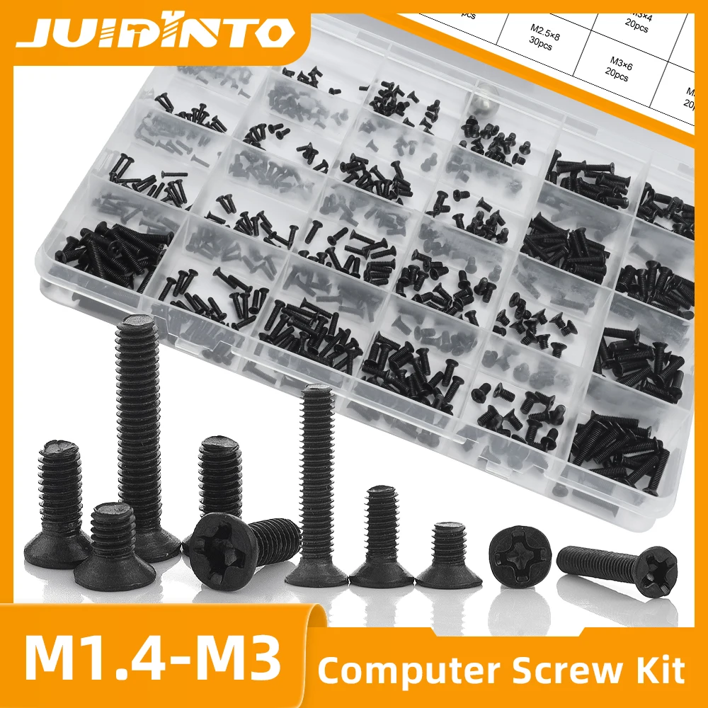 650pcs Flat Head Laptop Small Screws Set M1.4 M1.7 M2 M2.5 M3 Carbon ...