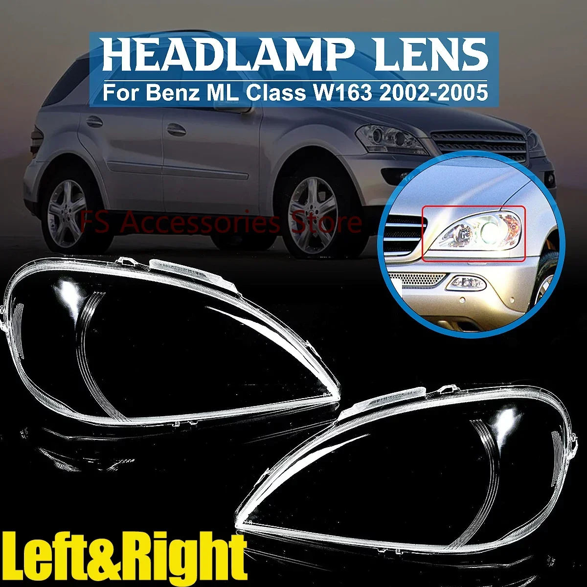 Car-Front-Headlight-Cover-Headlamp-Lens-Cover-For-Mercedes-For-Benz-ML ...