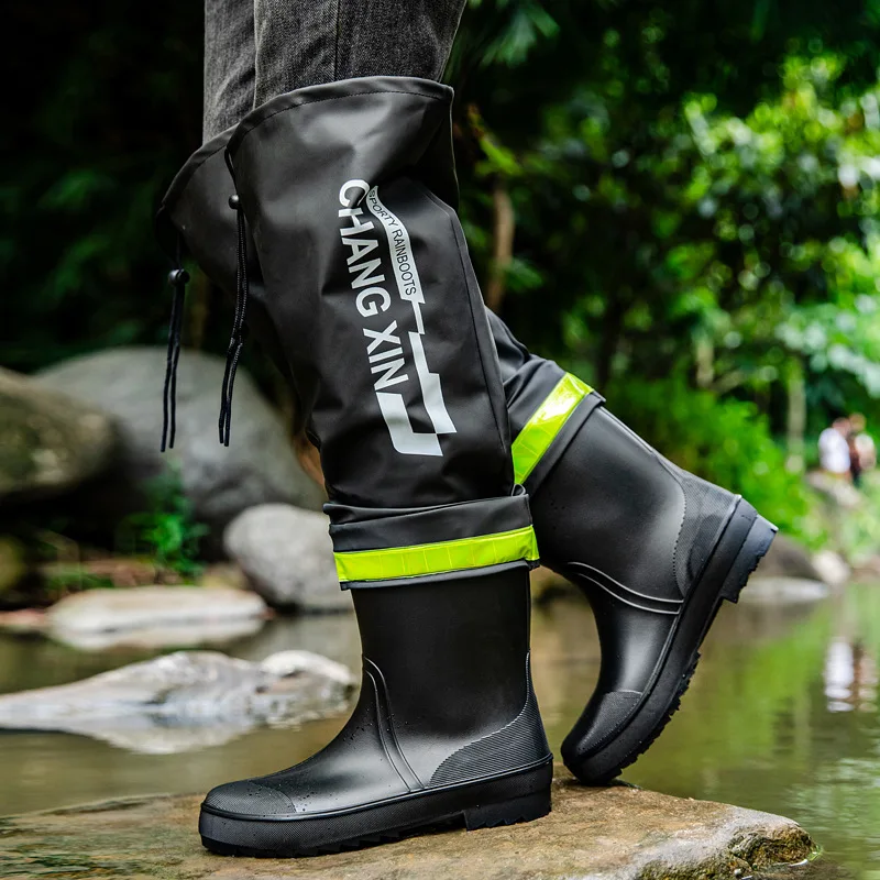 Knee-High Rain Boots Anti-Flood Fishing Shoes Outdoor Mountain Climbing ...