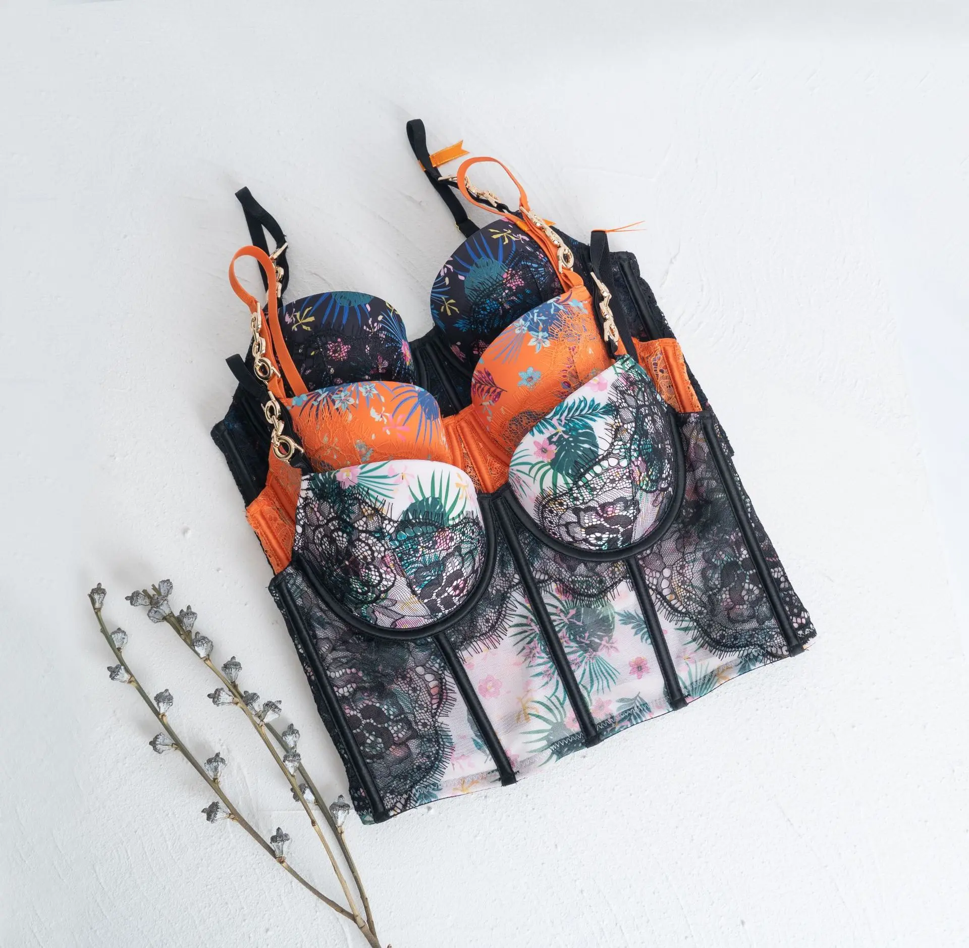 2025 new European and American bra set slim fish bone suit retro ...