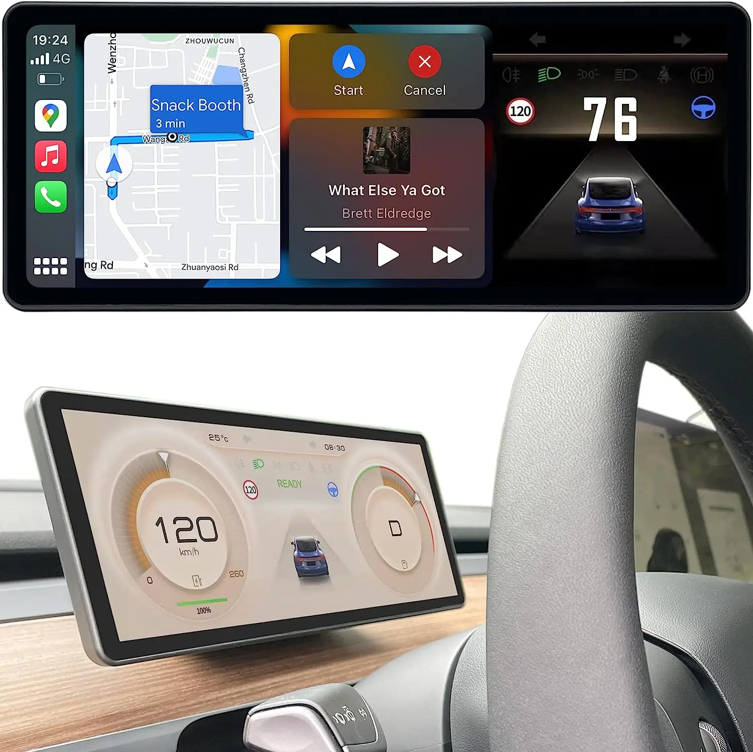 9 Inch Lcd Dashboard Tesla Model 3 Model Y Heads Up Display Support ...
