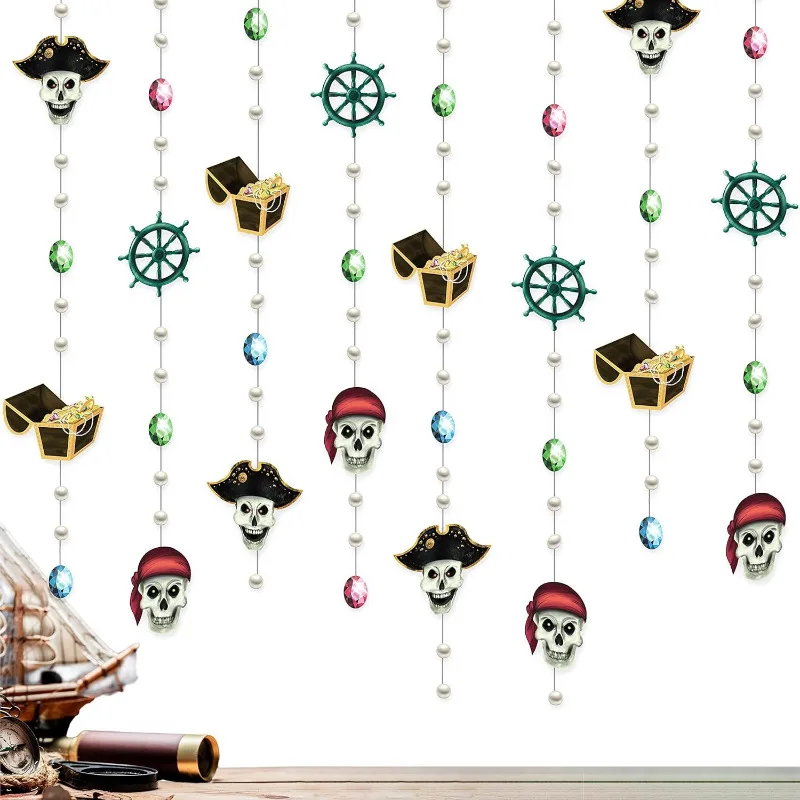 4PCS-Skull-Pirate-Treasure-Chest-Box-Hanging-Garlands-Streamer-Banner ...