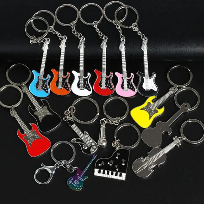 Classic-Mini-Rock-Electric-Acoustic-Metal-Guitar-Shaped-Keychain-Bag ...