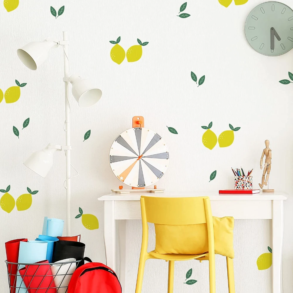 36-PCS-DIY-Self-Adhesive-Lemon-Wall-Decals-Nursery-Kids-Fruit-Wall ...