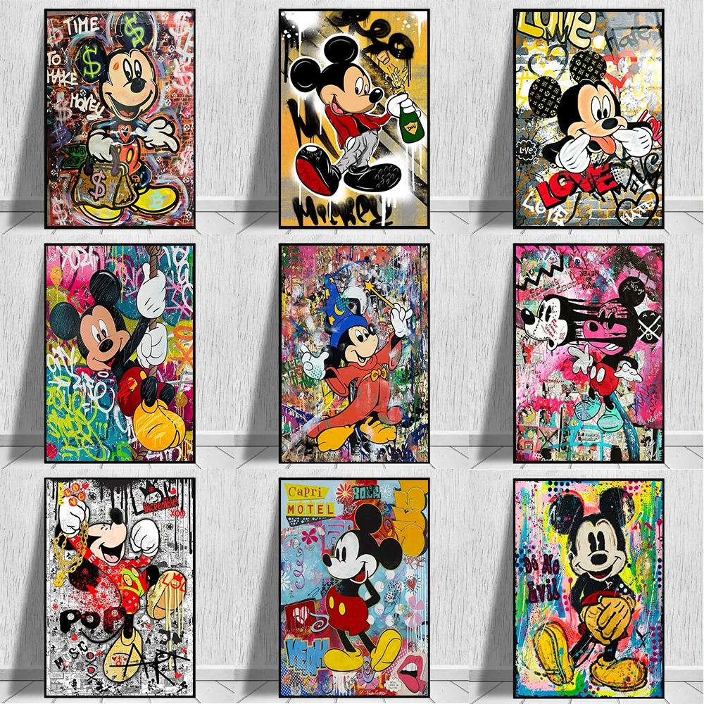 TureMouse-Peinture-sur-toile-avec-graffiti-Minnie-Street-affiche-imprim ...