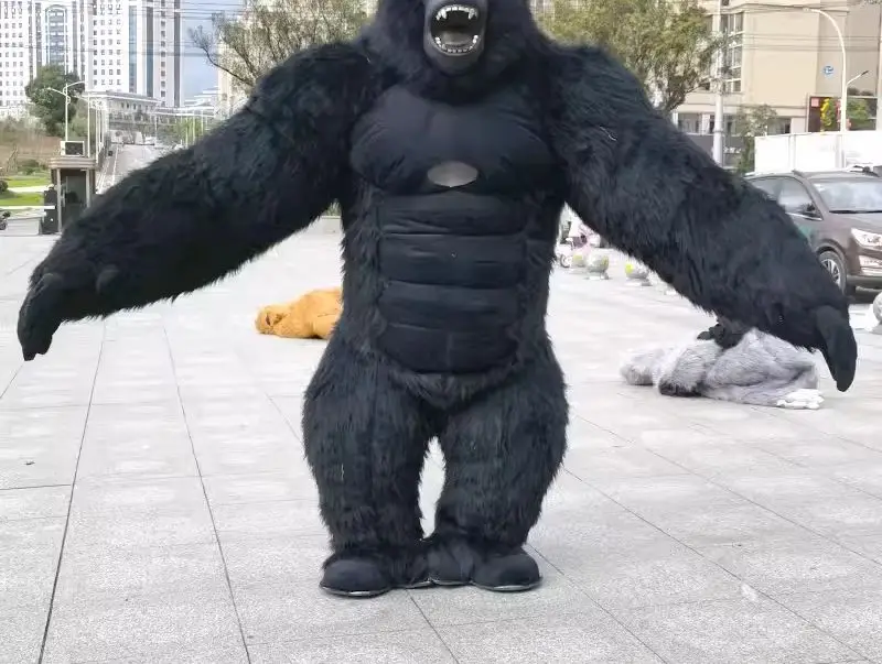 Real Life Inflatable Gorilla Costume Full Mascot Suit Giant Adult Fur ...