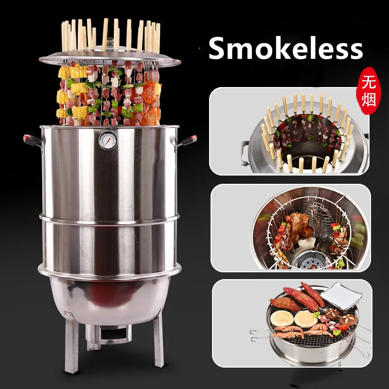 3-Types-BBQ-Smokeless-Barbecue-Hanging-Oven-Domestic-Stainless-Steel ...