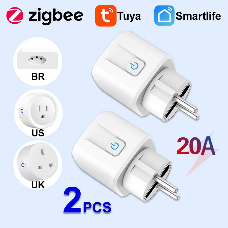 Tuya Zigbee 3.0 Smart Plug WiFi Socket 20A Outlet Power Monitor Timer ...