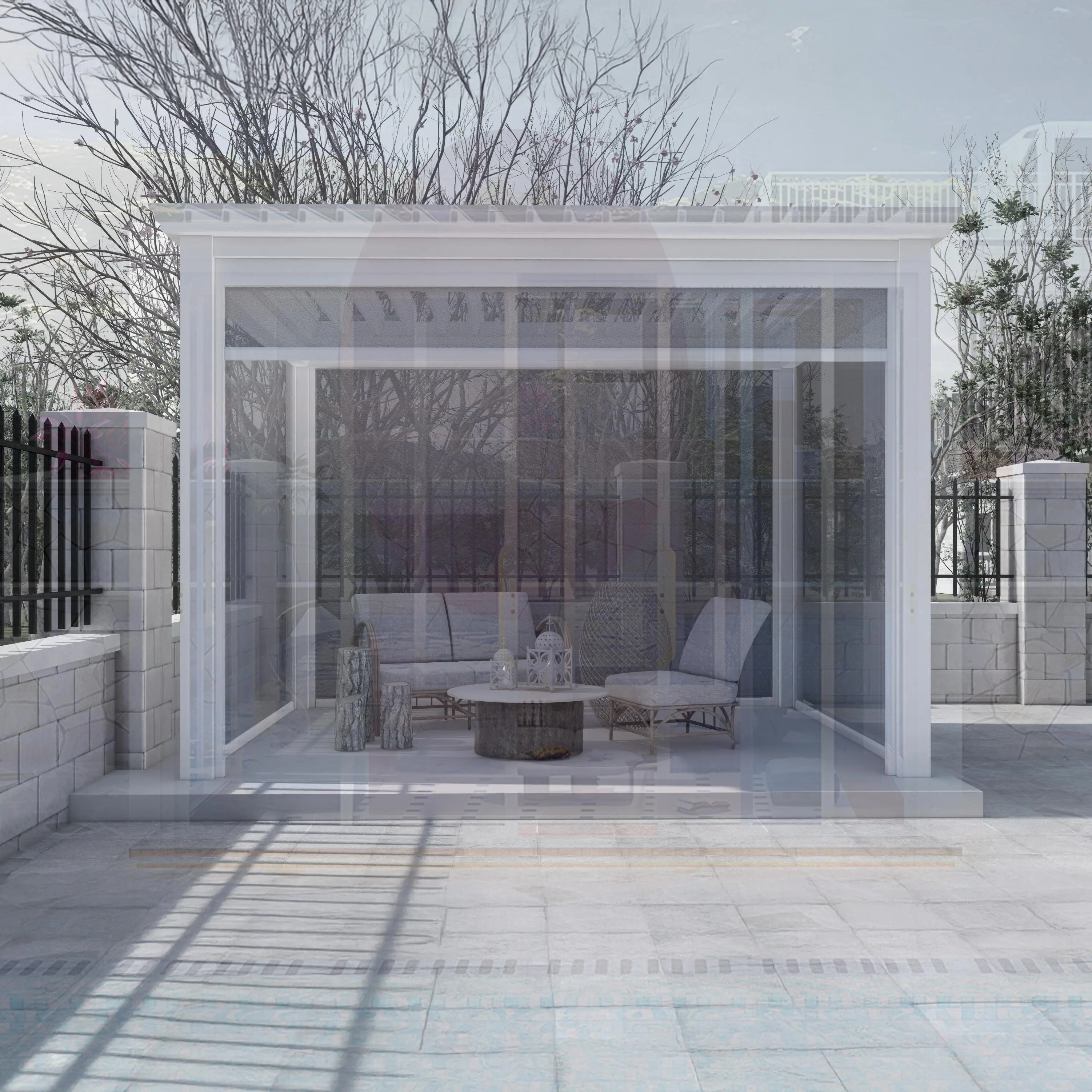 Outdoor Motorized Aluminum Louvered Roof with Waterproof Dimmable RGB ...