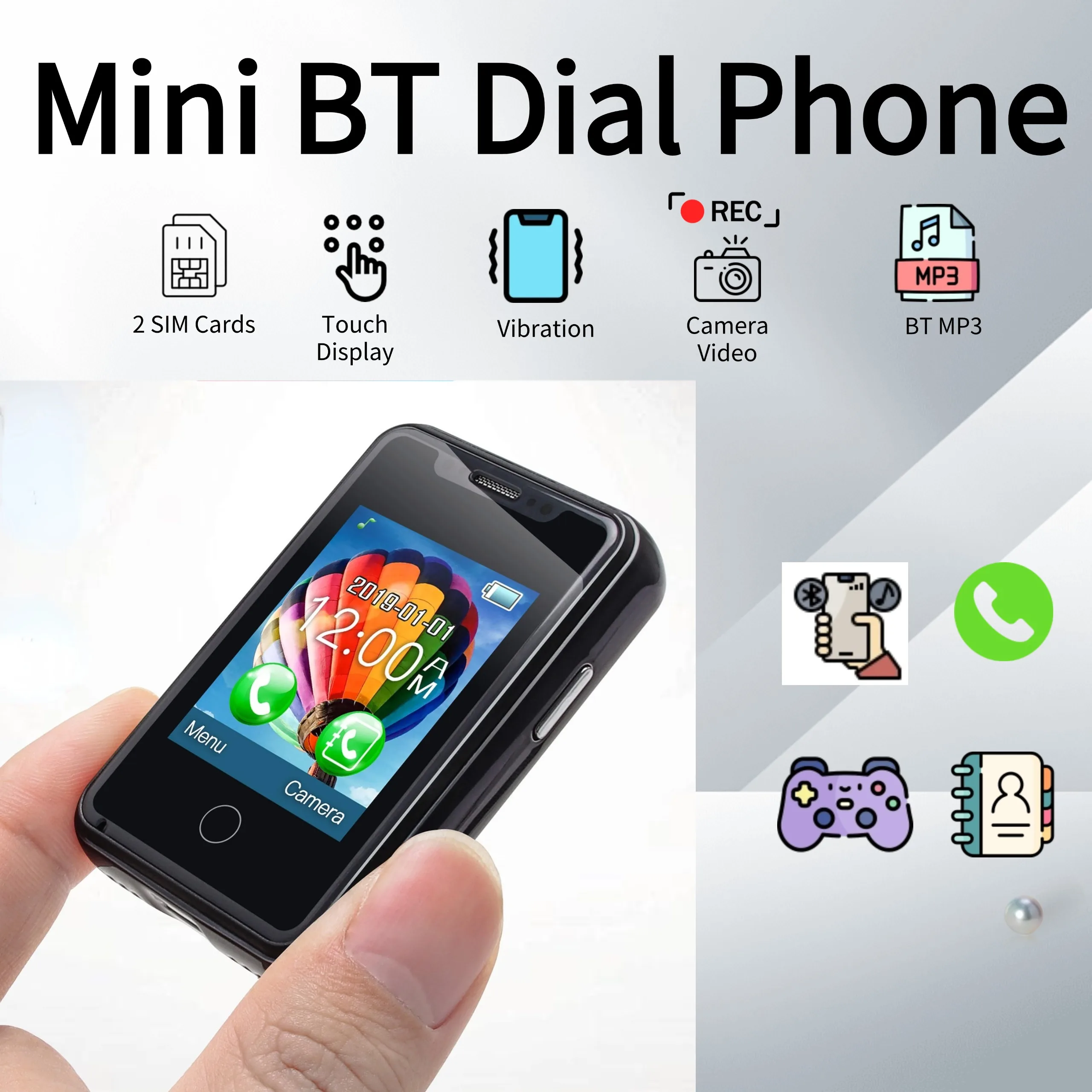Mini-tel-fono-peque-o-con-pantalla-t-ctil-bolsillo-con-BT-Dial-m-sica ...