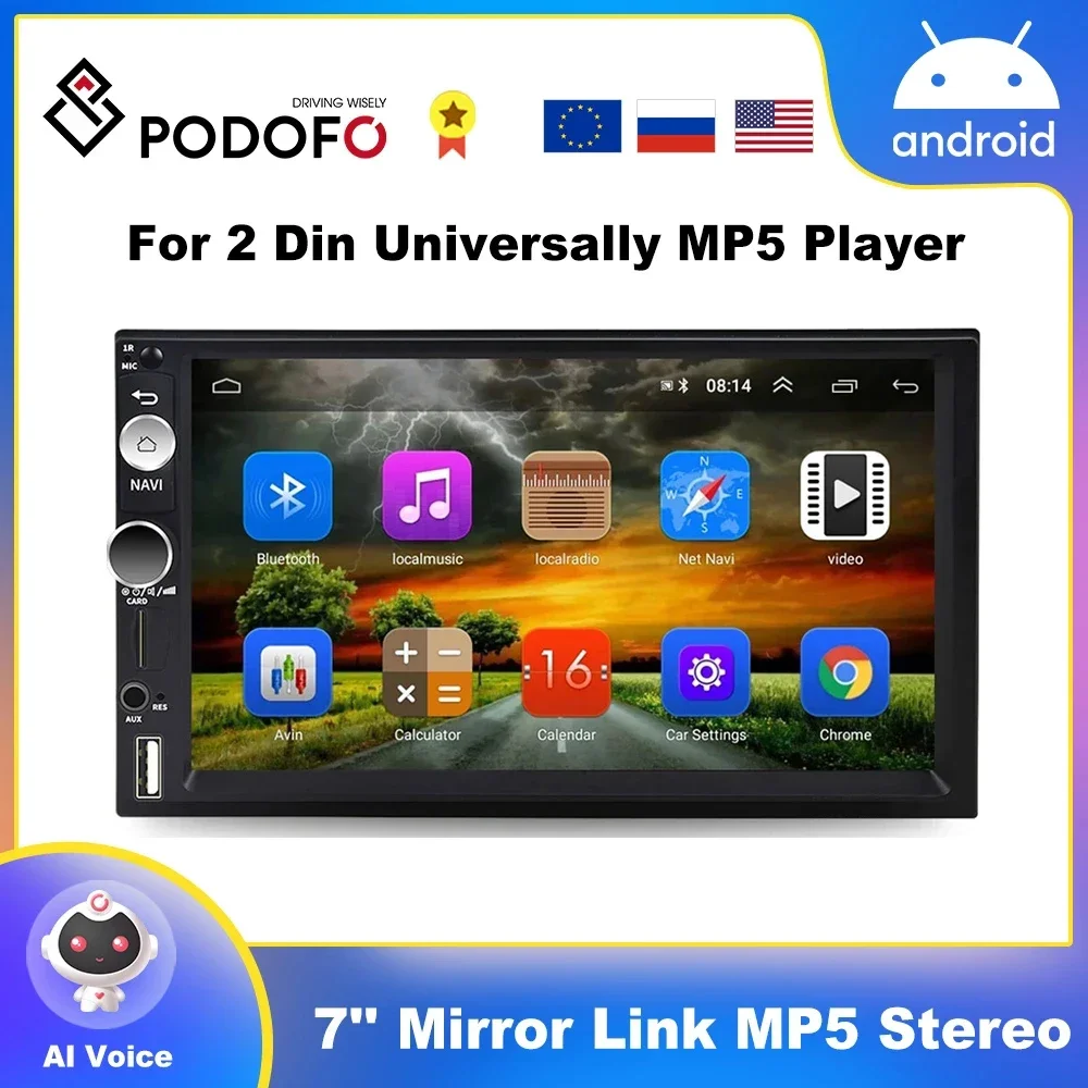 Podofo-Wireless-CarPlay-Android-Auto-2Din-Car-Radio-Android-7-2-Din-Car ...