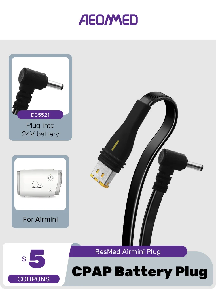 CPAP-Battery-Cord-Cable-DC5521-Plug-Supply-For-ResMed-AirMini-Machine ...