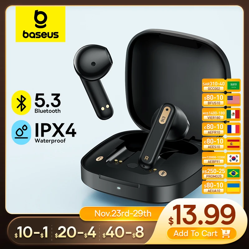 Baseus-Bowie-E16-True-Wireless-Earphones-Bluetooth-5-3-Earbuds-IPX4 ...