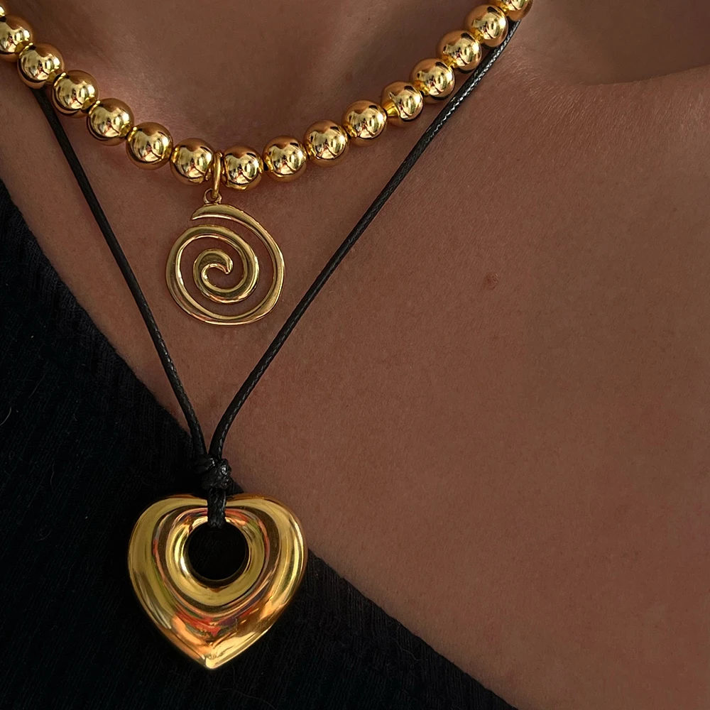 18k-Gold-Plated-Tarnish-Free-Stainless-Steel-Simple-Black-Wax-Rope ...