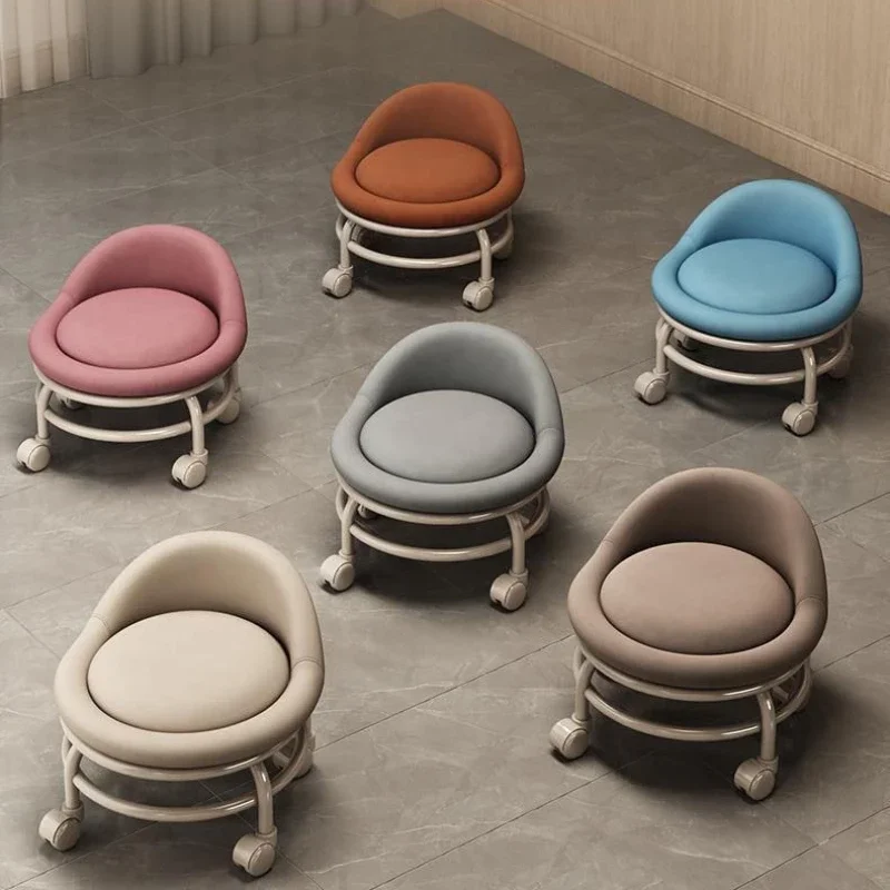 PU-Leather-Fabric-360-Pulley-Stool-Universal-Wheel-Low-Stool-Small ...