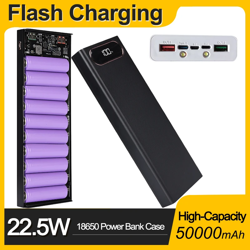 Dual-USB-10-18650-Battery-Storage-Box-Quick-Charge-For-Smart-phone ...