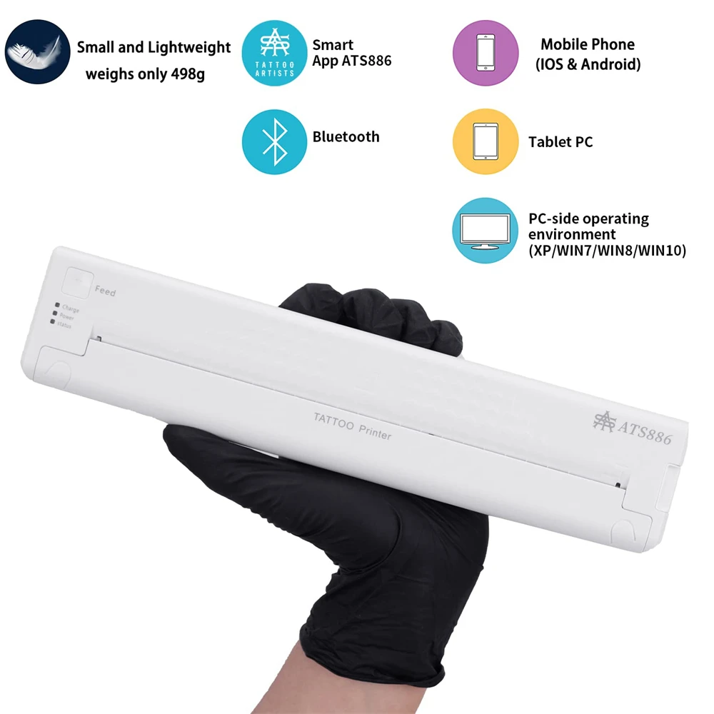 New-Wireless-Bluetooth-White-ATS886-Tattoo-Transfer-Machine-Tattoo ...