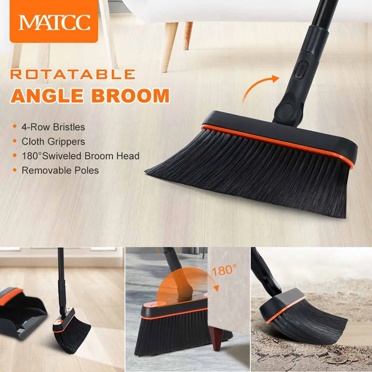 Practical Broom Extendable Long Handle Detachable Windproof 180 ...