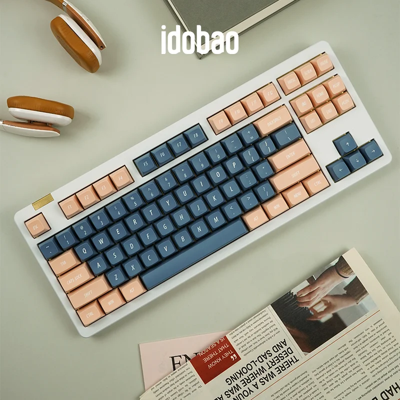 Eu-retro-azul-teclado-mec-nico-Keycaps-rosa-Vintage-Keycaps-Double-Shot ...
