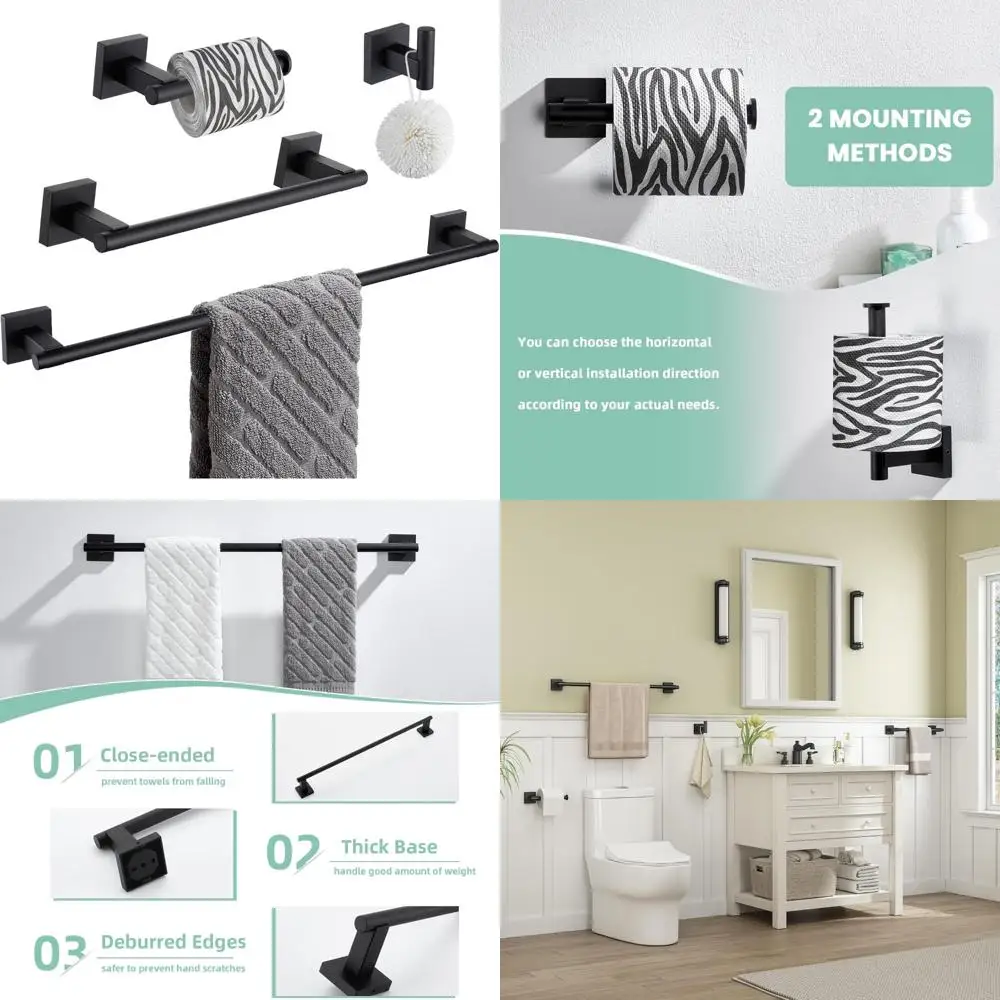 Suyar Matte Black Bathroom Hardware Set, SUS 304 Stainless Steel Bath ...