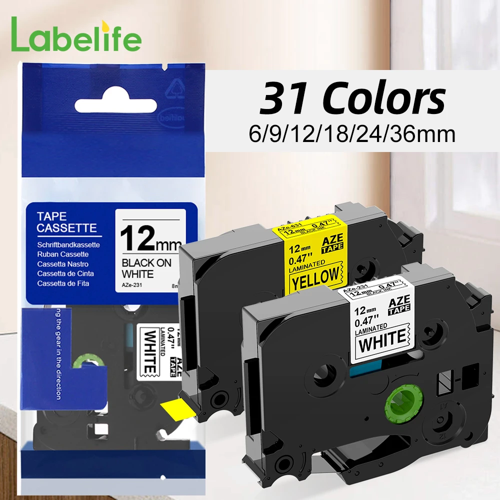 Compatible Label Tape 12mm for Brother tze-231 tze-fx231 tze-s231 for P ...