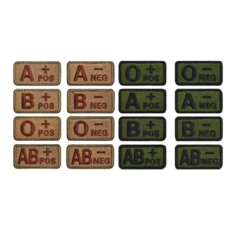 Full-Embroidery-Blood-Types-Patch-Army-Green-Human-Blood-Group-Strip ...