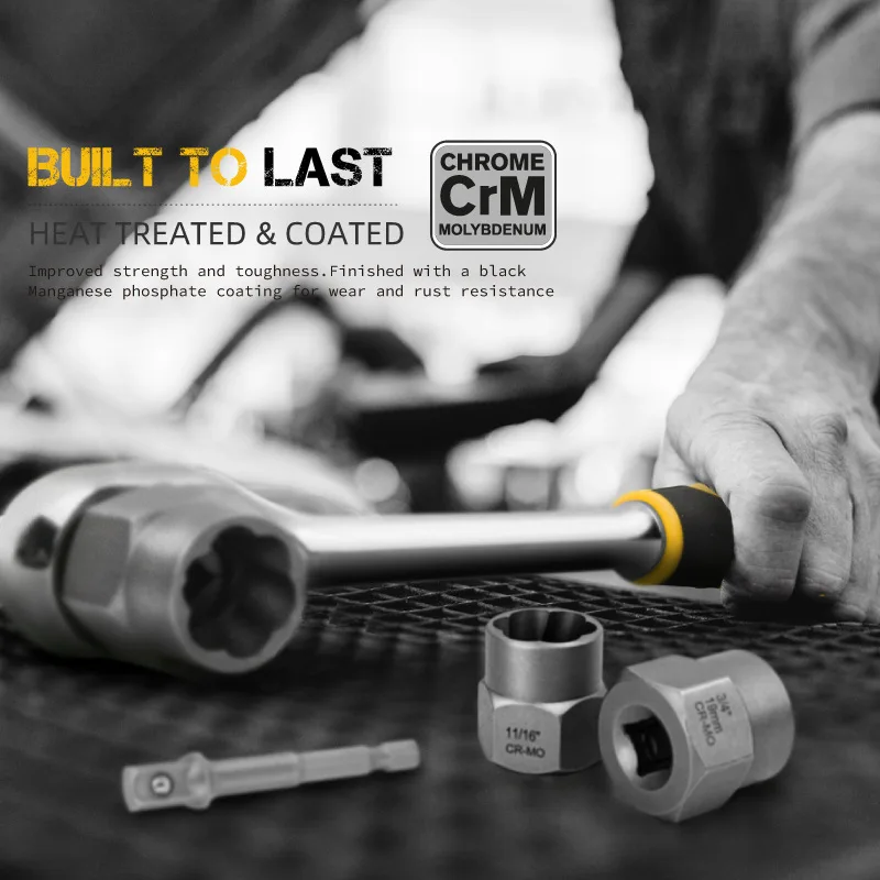 14pc Extraction Socket Set Impact Bolt Nut Remover Set Bolt Extractor ...