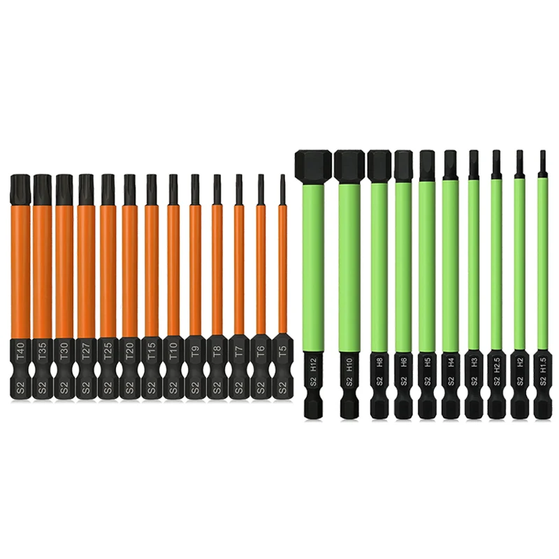 13Pcs-75mm-Torx-Bit-Set-10Pcs-100mm-Hex-Head-Allen-Wrench-Drill-Bit-1-4 ...