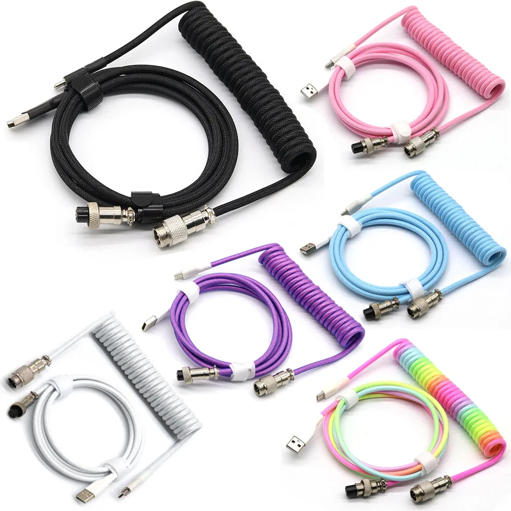 Mechanical Keyboard Coiled Cable Wire Type C USB Port Aviator Coiling ...