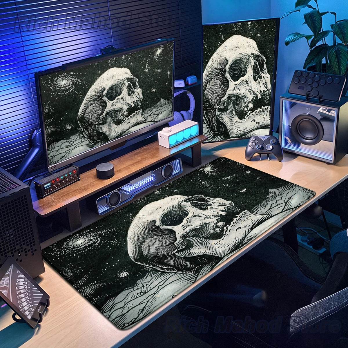 Alfombrilla de ratón con calavera de terror oscuro, teclado grande para ...