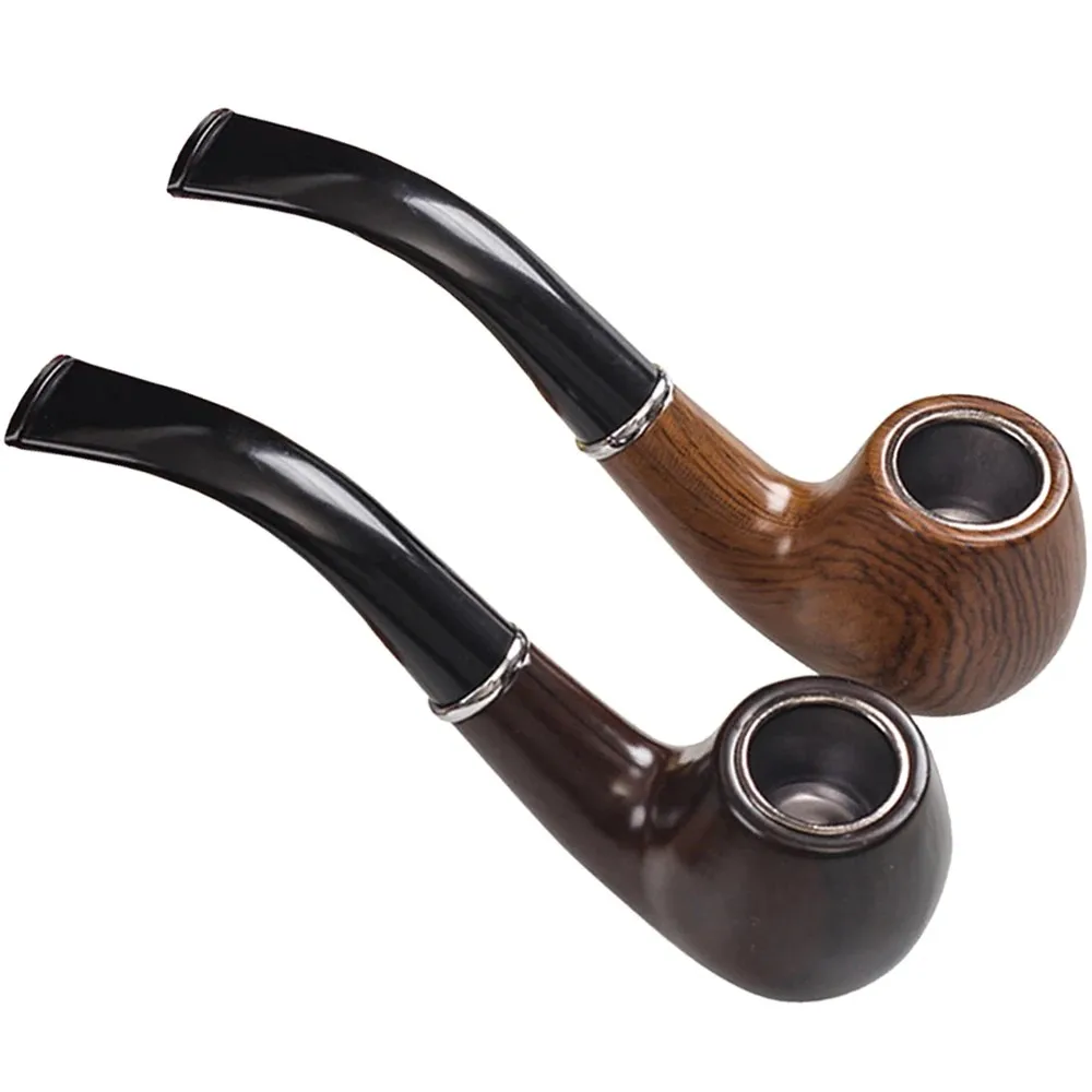 Retro Resin Ebony Smoking Pipe Curved Tobacco Pipe Handheld Bent Pipe ...