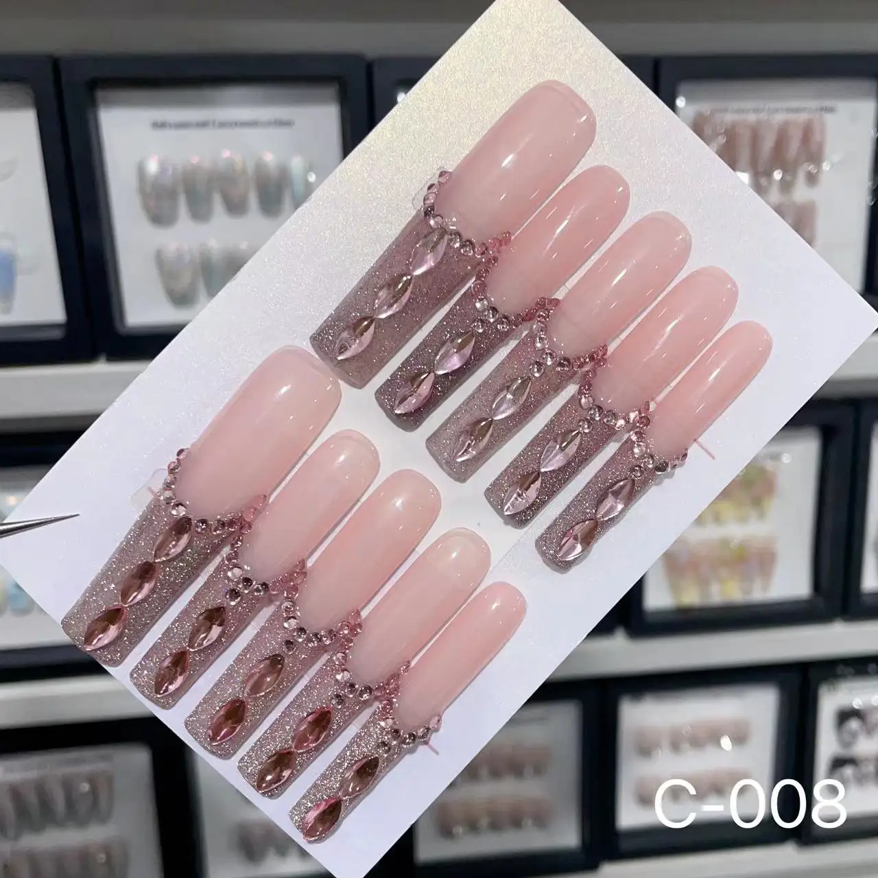 10pcs-Luxury-Handmade-Press-on-Long-Square-Wearable-Nails-Reusable ...