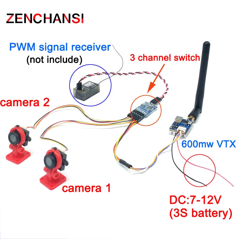 5.8G 40CH TS5823 Pro 600mW Video Transmitter with 3 Channel Switcher ...