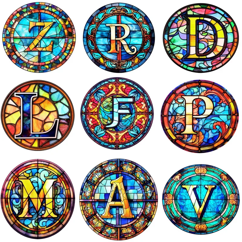 Alphabet-Stained-Suncatchers-Window-Hangings-Pendant-Round-Acrylic ...