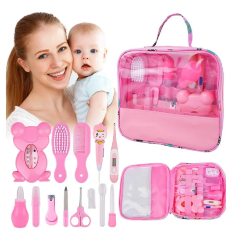 13Pcs-Baby-Care-Kit-Kids-Nail-Hair-Thermometer-Grooming-Brush-Scissors ...