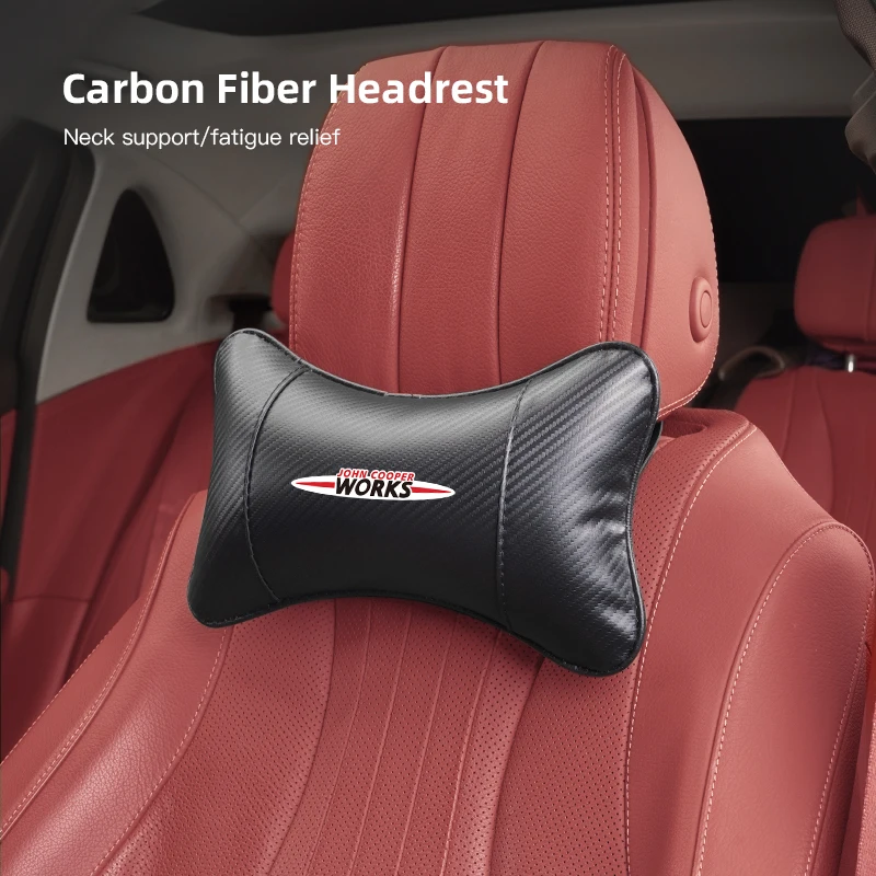 Carbon-Fiber-Headrest-Car-Seat-Neck-Protection-Pillow-For-Mini-Cooper ...