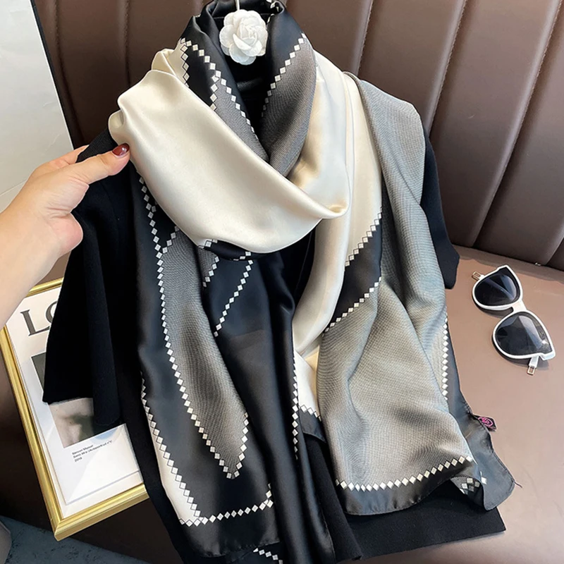 Spring Scarf Women's Luxury Design Scarf Silk Smooth Scarf Soft Muslim ...