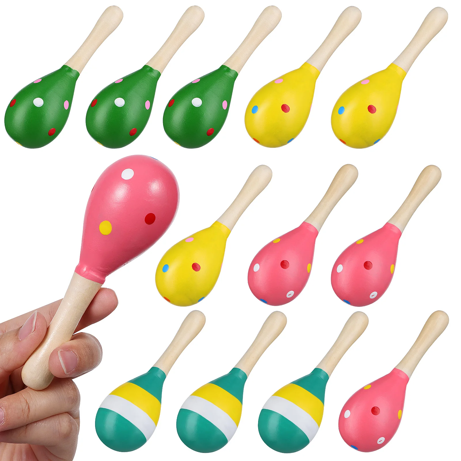 12-Pcs-Mini-Wooden-Sand-Hammer-Maracas-Party-Favors-Shaker-Instrument ...